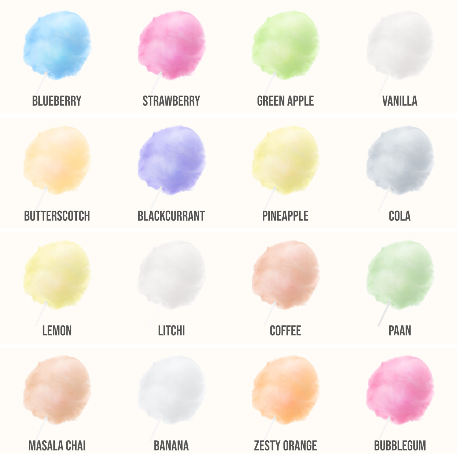 All Flavours – Pack of 16 – Cotton Candy Station